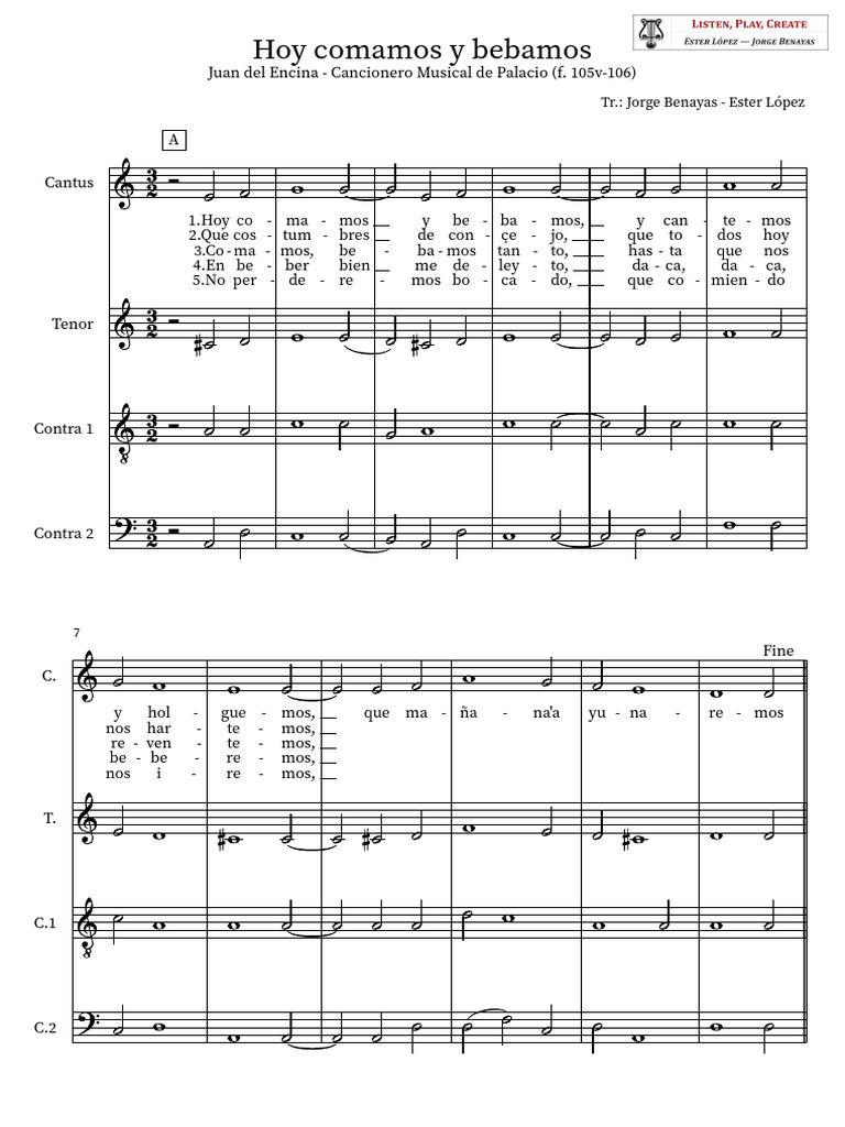 CMP Hoy Comamos y Bebamos Transcr | PDF