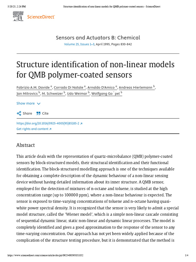 Structure Identification of Non-Linear Models For QMB Polymer-Coated ...