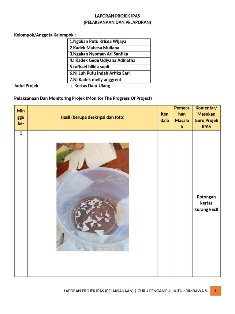 Laporan Projek (Pelaksanaan Dan Pelaporan) | PDF