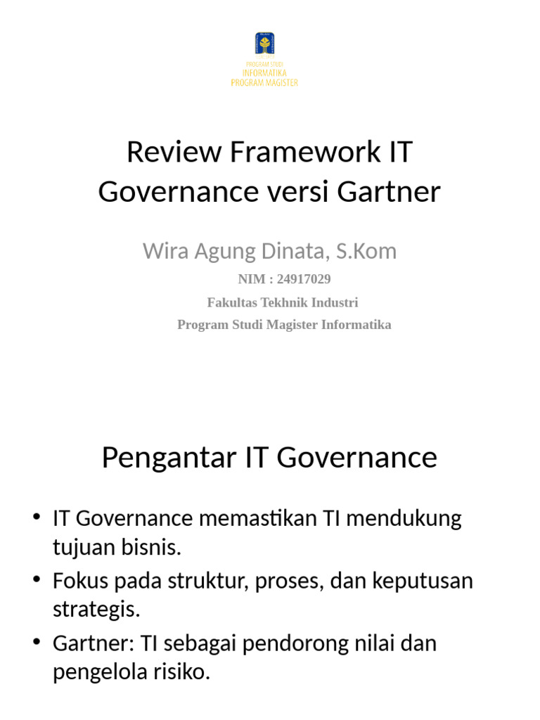 Framework IT Governance Gartner | PDF