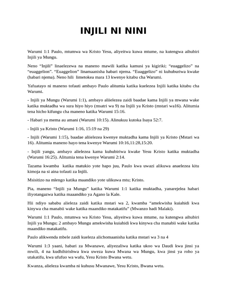 Injili Ni Nini | PDF