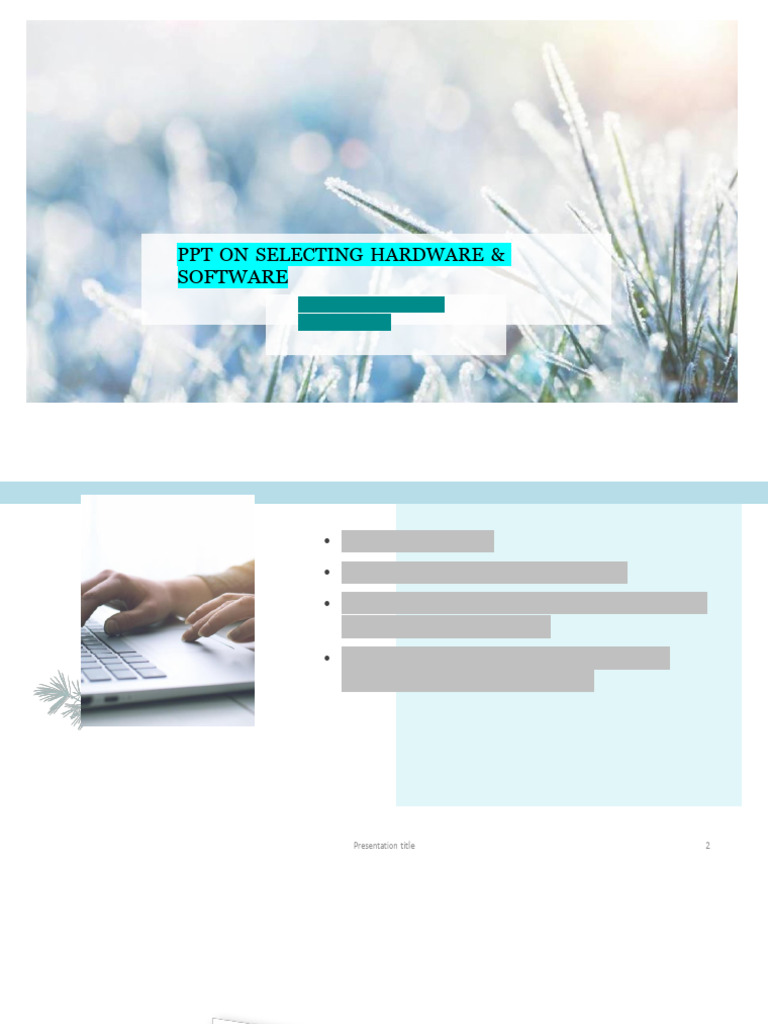 On Selecting Hardware & Software | PDF