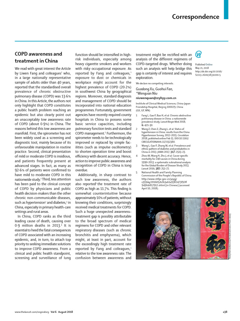 COPD Awareness and Treatment in China 2018 Lanres | PDF | Chronic ...