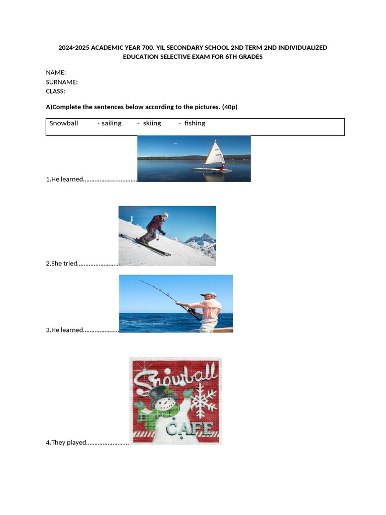2024-2025 6th Grade Selective Exam | PDF