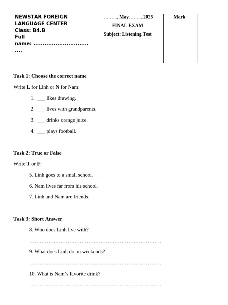 Listening Test | PDF