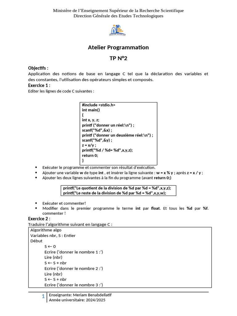 TP 2 | PDF | Programme informatique | Programmation