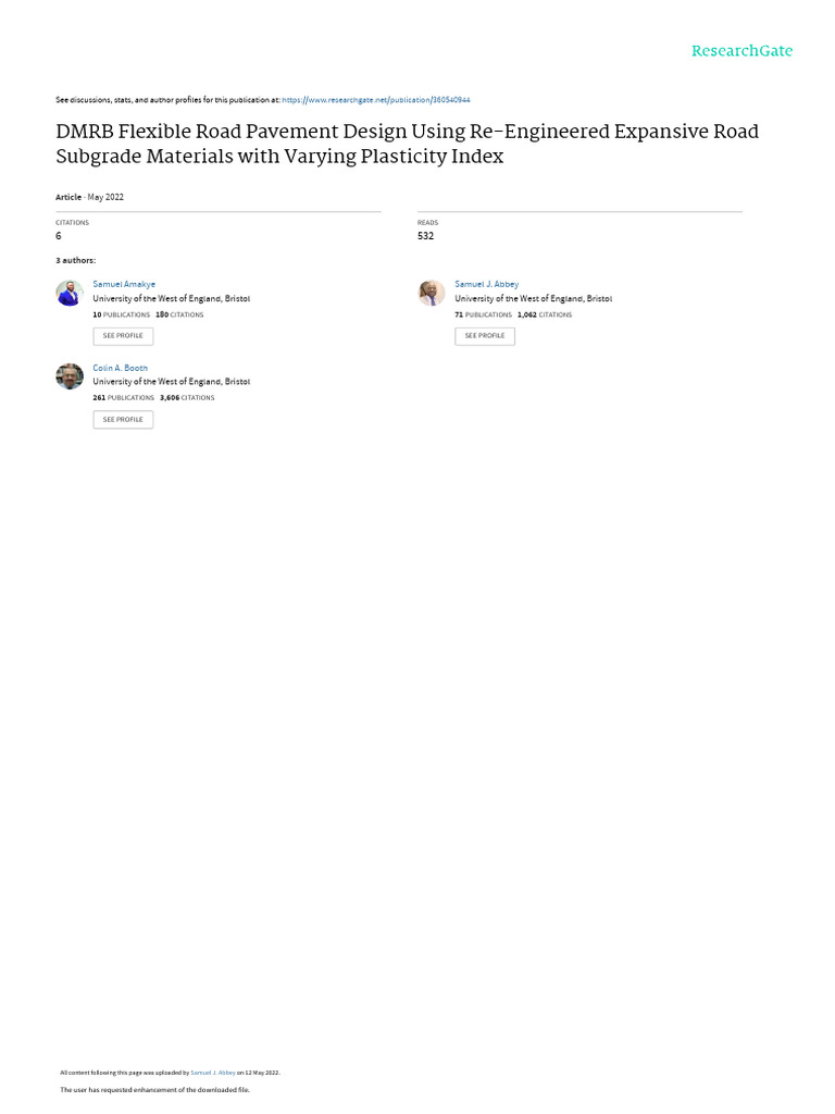 DMRB Flexible Road Pavement Design Using Re-Engineered Expansive Road Subgrade Materials With ...