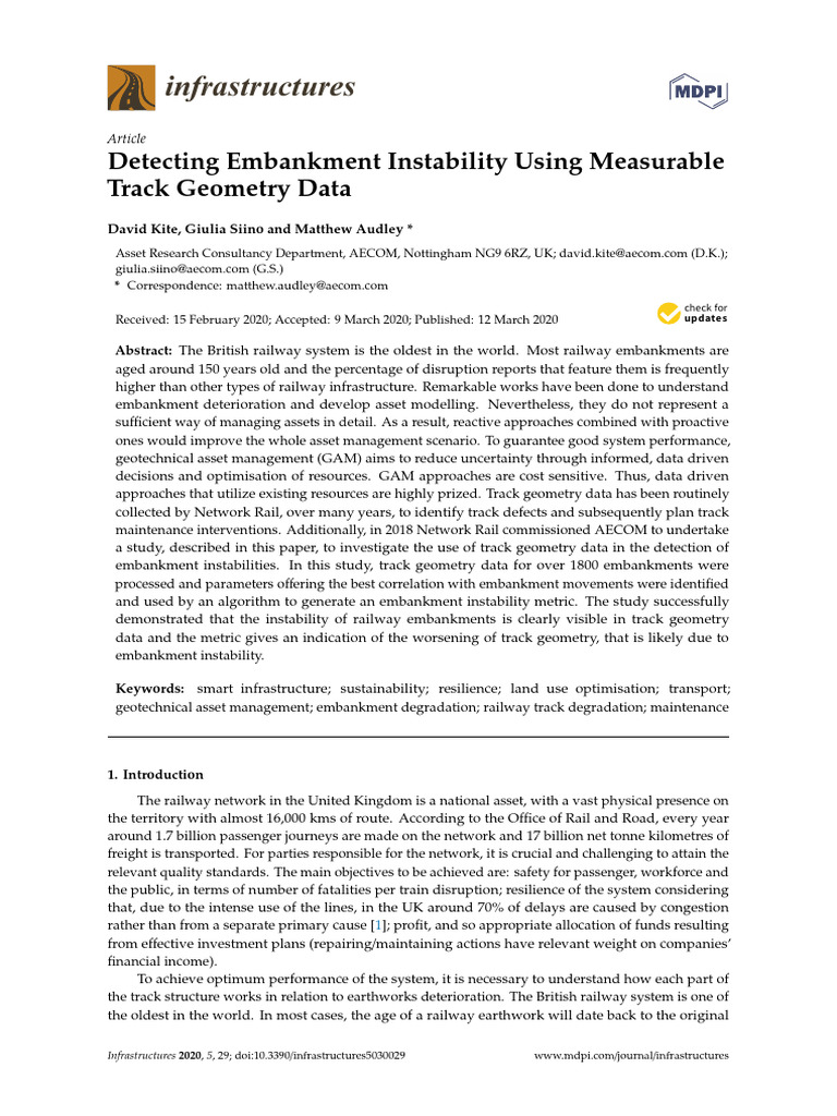 Detecting Embankment Instability Using Measurable Track Geometry Data (Kite Et Al ...