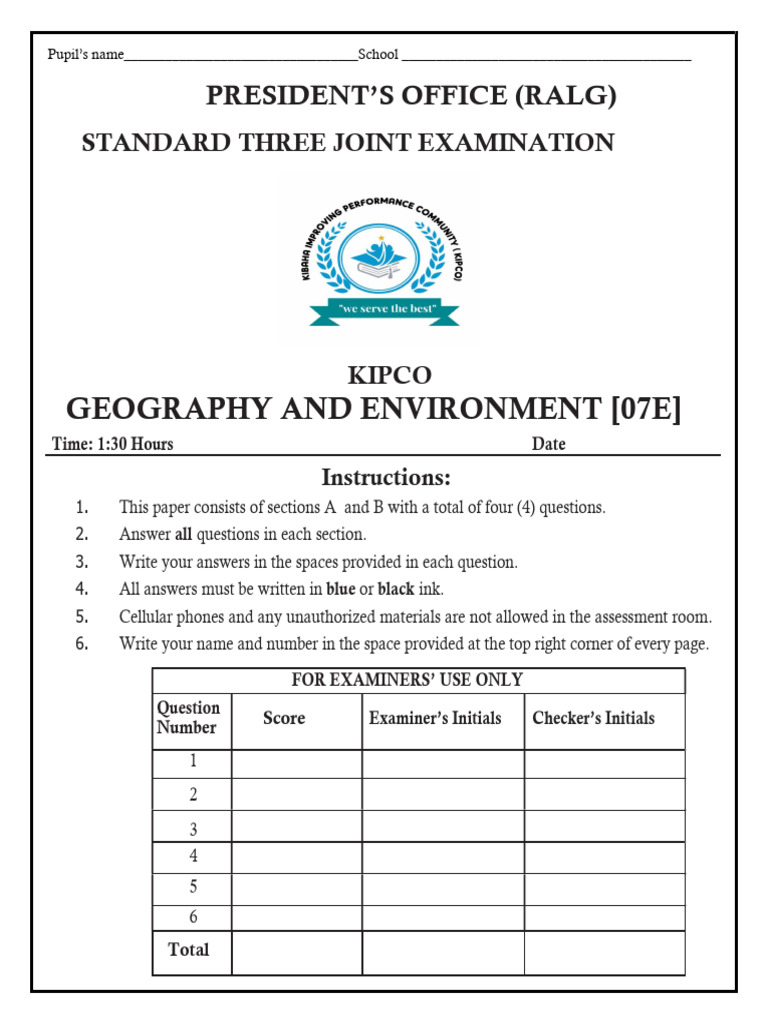 Kipco Geography STD 3 | PDF | Plateau | Natural Environment