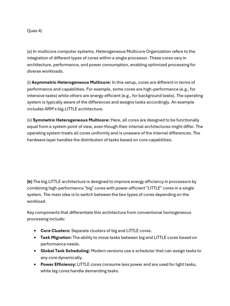 Ques 4) | PDF | Multi Core Processor | Embedded System