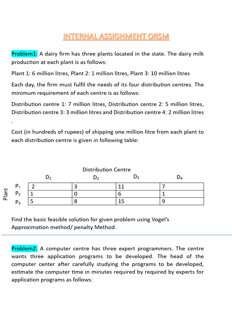 Internal Assignment Orsm | PDF | Markov Chain | Statistical Theory