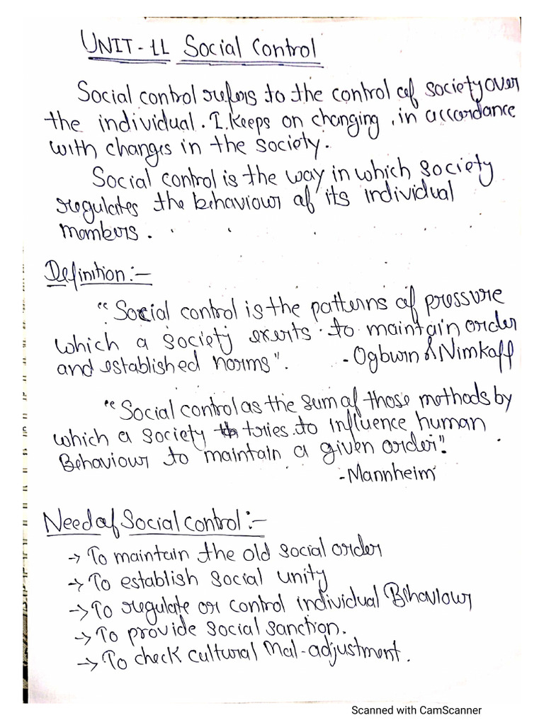 Sociology Unit-11 (Social Control) | PDF