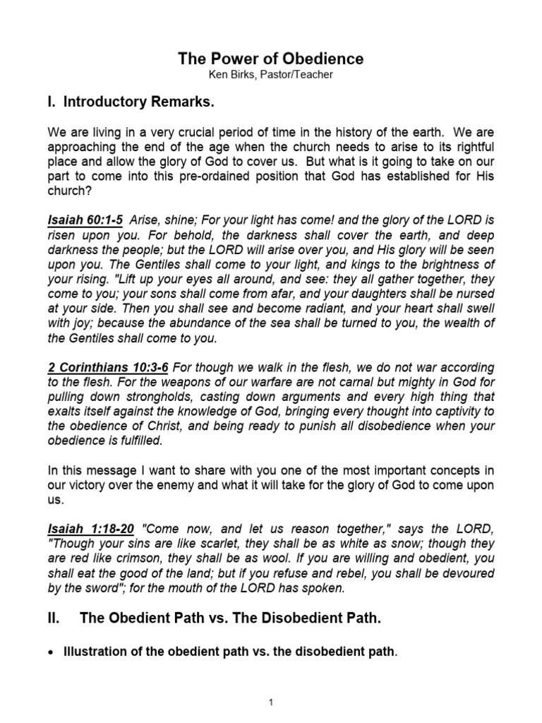 The Importance of Obedience in Faith | PDF | Jesus | Glory (Religion)