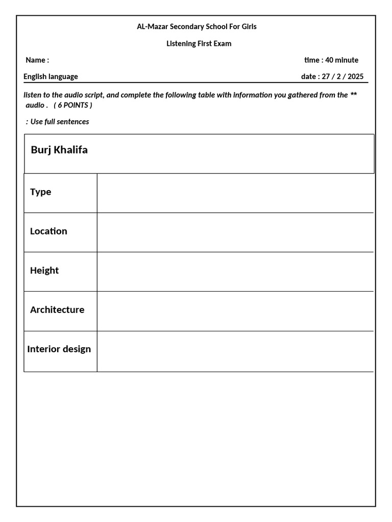 10 Btec Listening First Exam | PDF