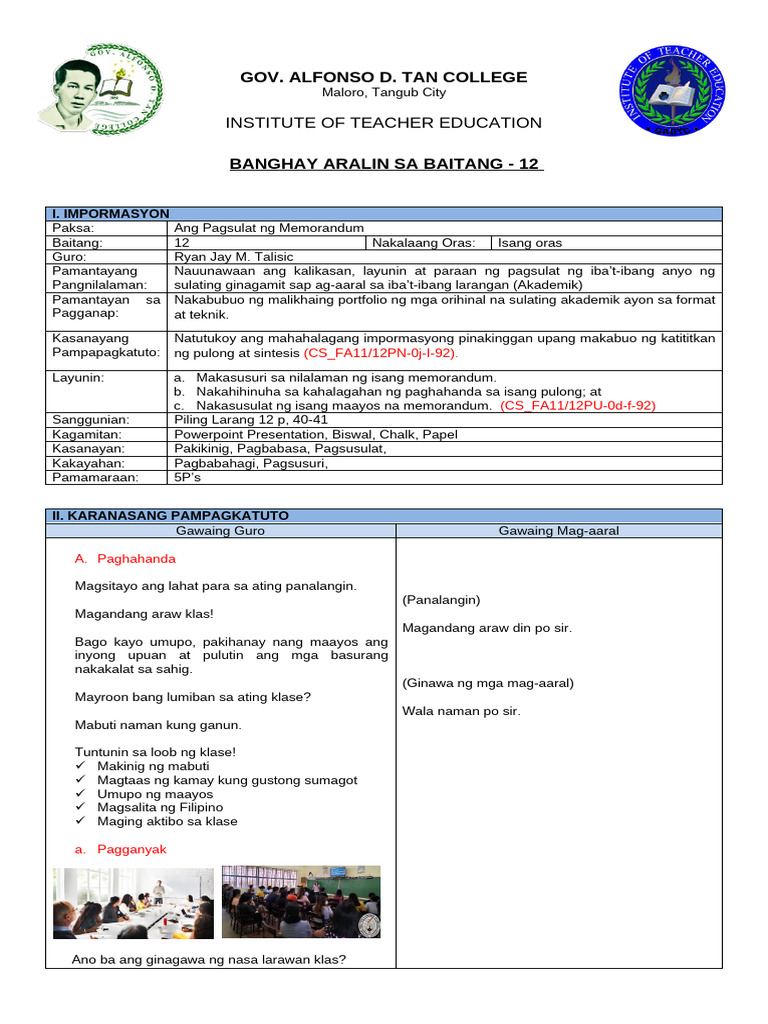 Pagsulat NG Memorandum (Baitang - 12) | PDF