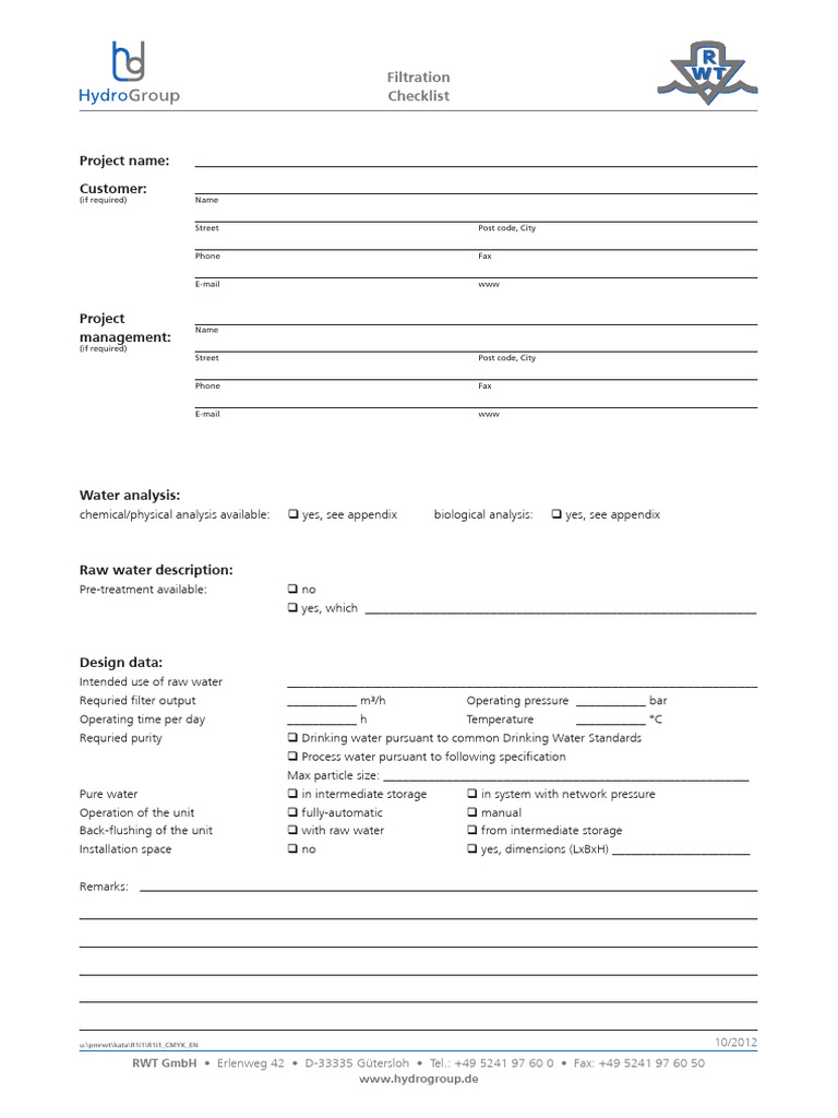 Checklist Filtration R1i1 en | PDF | Filtration