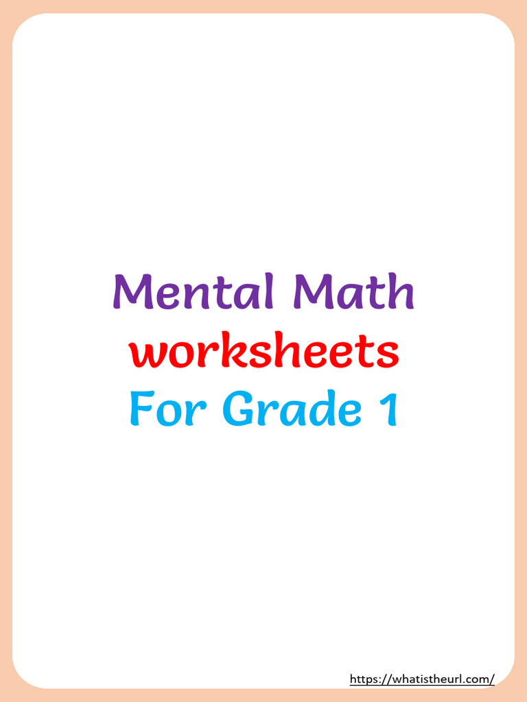 Grade 1 Mental Math Worksheets | PDF