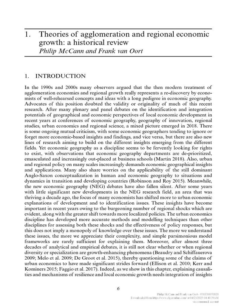 Agglomeration Theories and Regional Growth | PDF | Economics ...