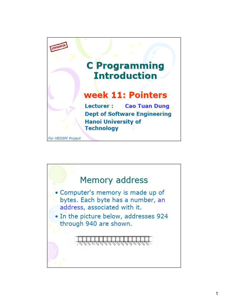 Lap Trinh C - Cao Tuan Dung - Week11 Pointers | PDF | Pointer (Computer Programming) | Parameter ...