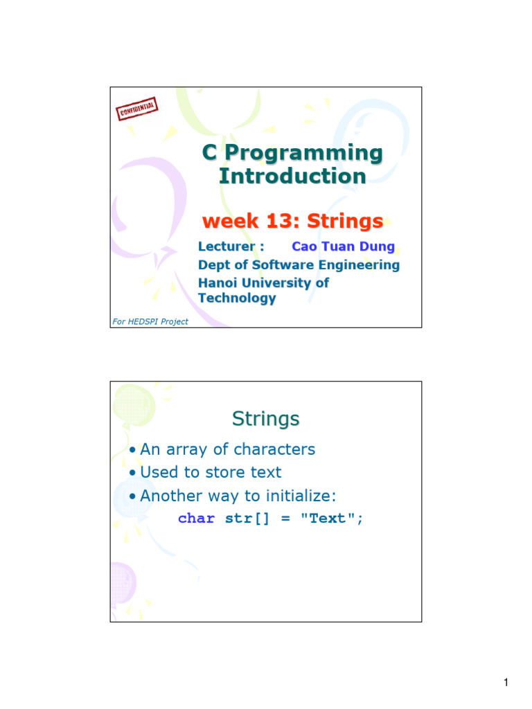 Lap Trinh C - Cao Tuan Dung - Week13 Strings | PDF | String (Computer Science) | Computer ...