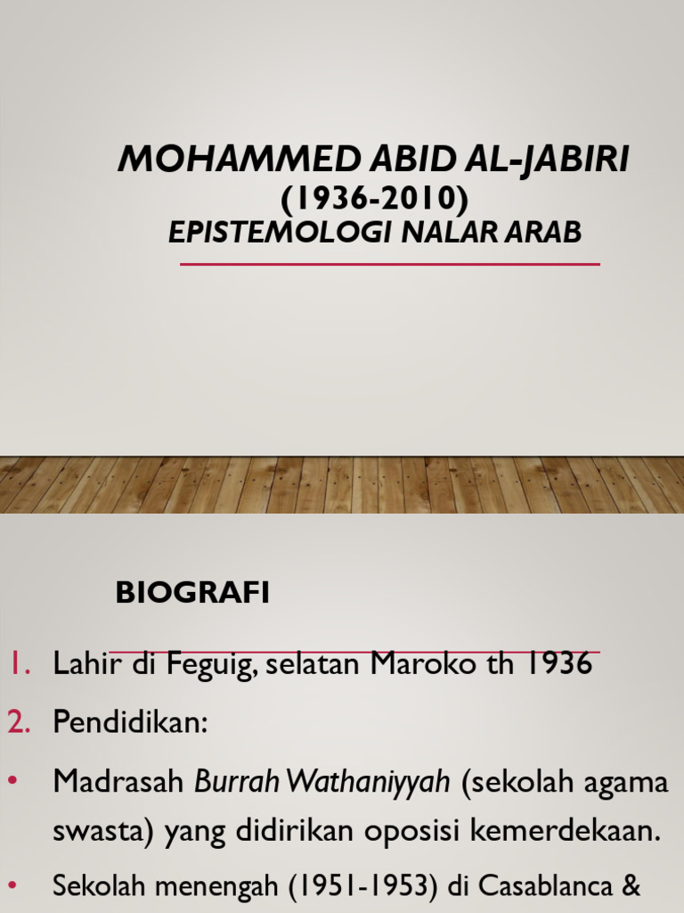 Epistemologi Nalar Arab Abid Al-Jabiri | PDF