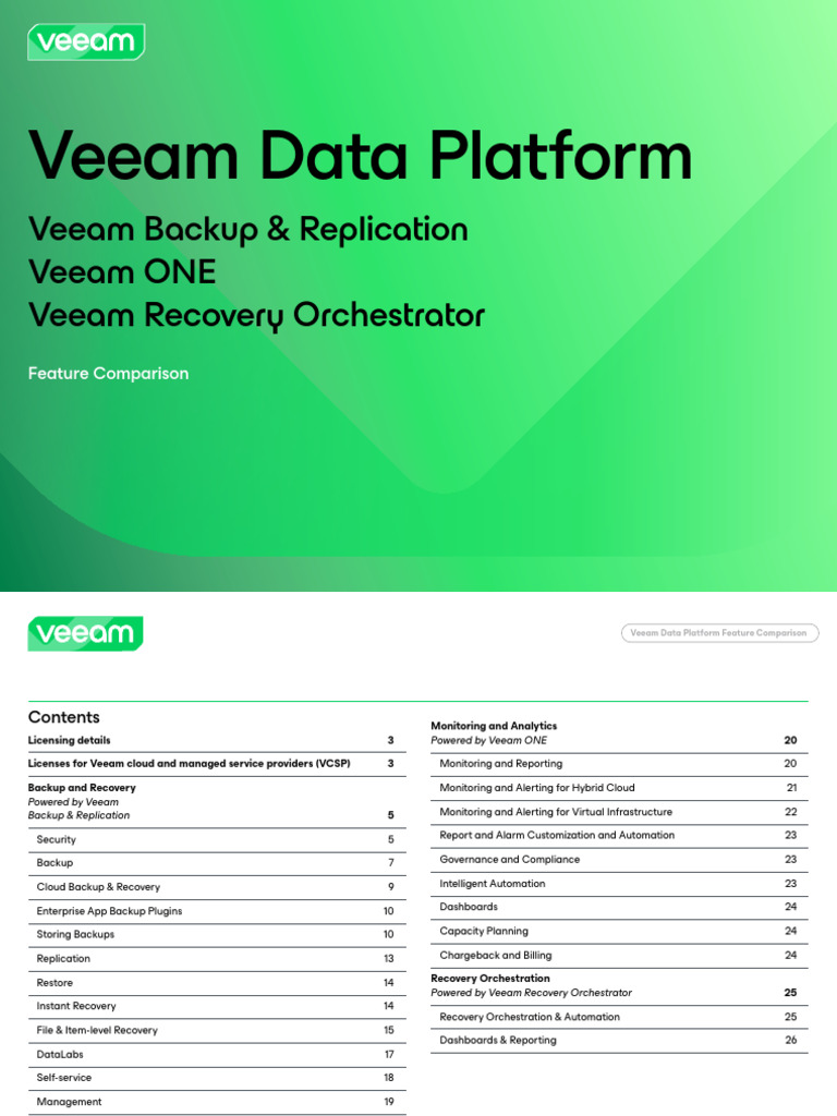 Veeam Data Platform Feature Comparison | PDF | Backup | Cloud Computing
