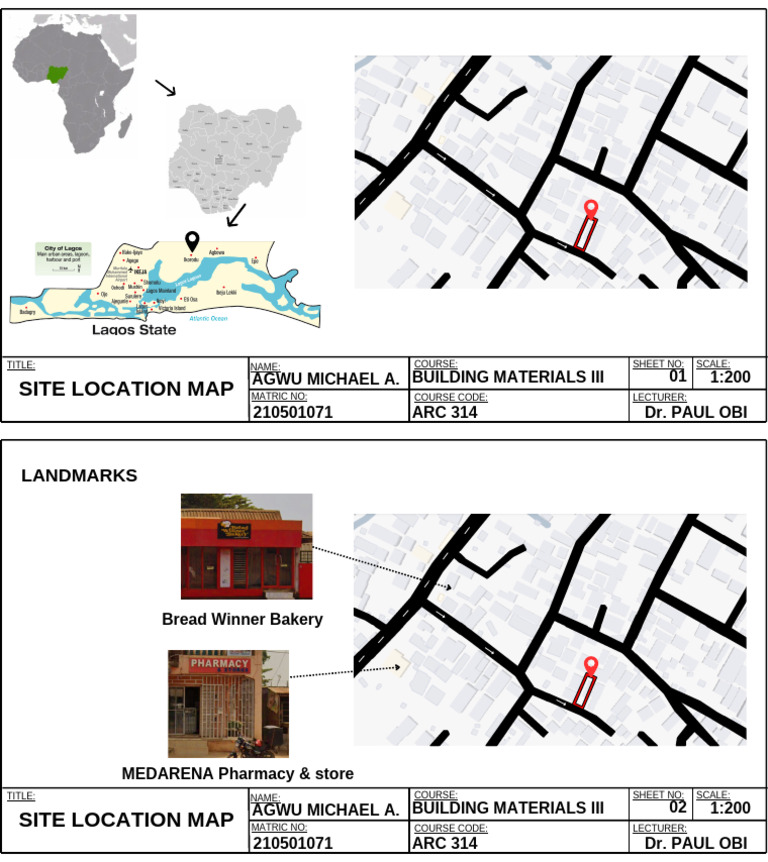 Site Location Map: Agwu Michael A. 210501071 01 Building Materials Iii ...