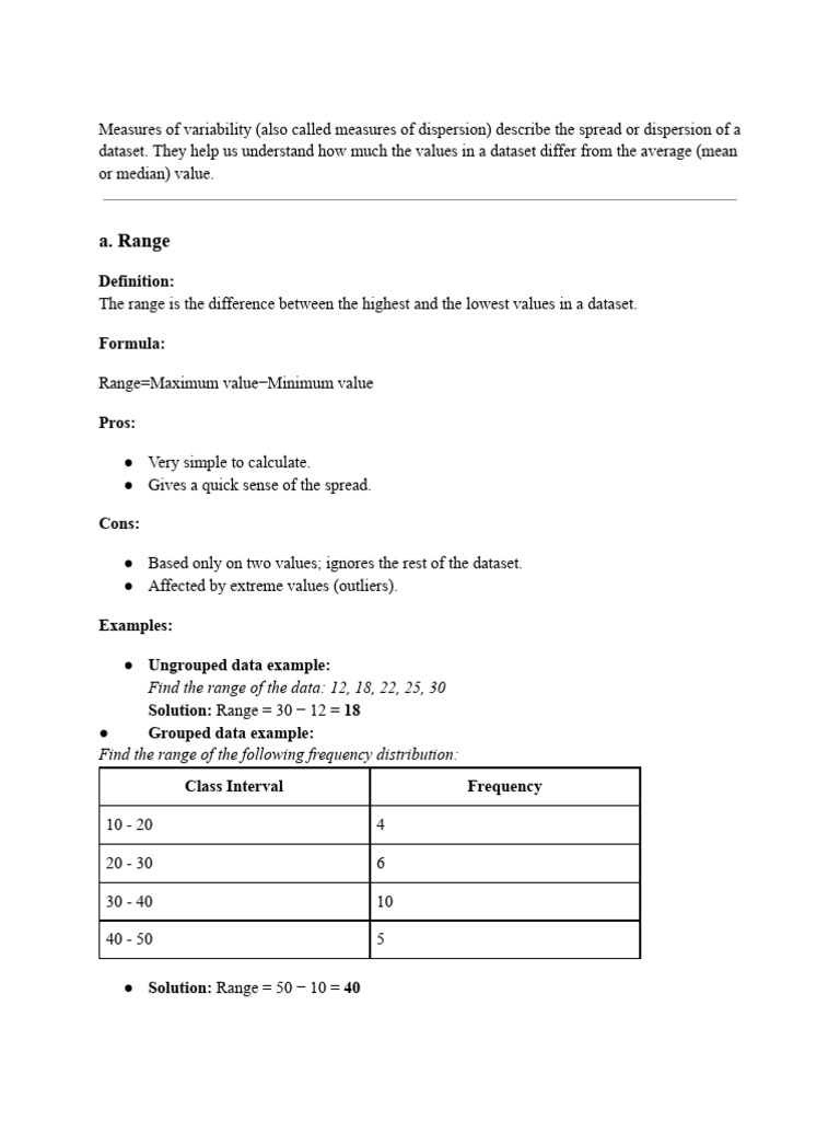 Measures of Variability | PDF | Quartile | Statistics