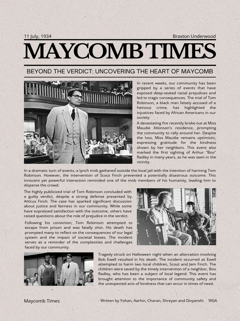TKAMB Plot Newspaper Article | PDF | To Kill A Mockingbird | Crimes