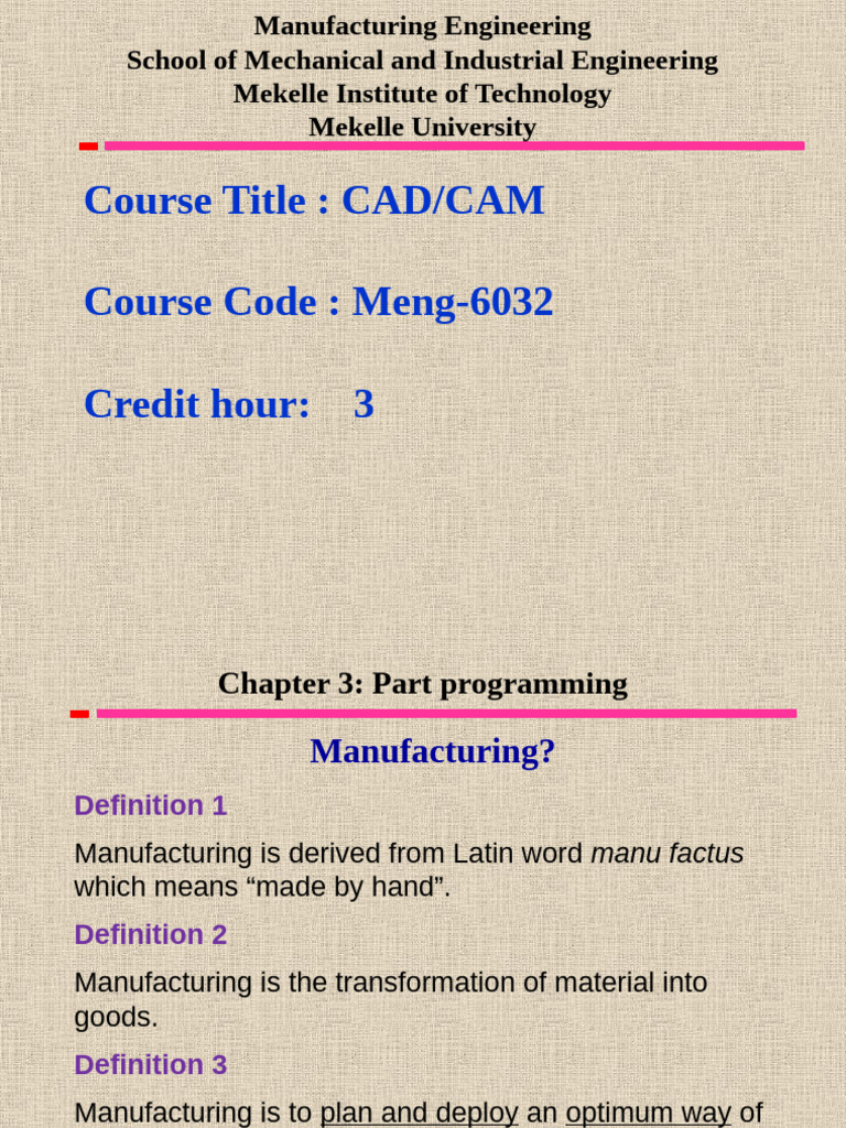 Chapter 3 - MaEng 6312 CAD CAM Part Programing | PDF | Numerical ...