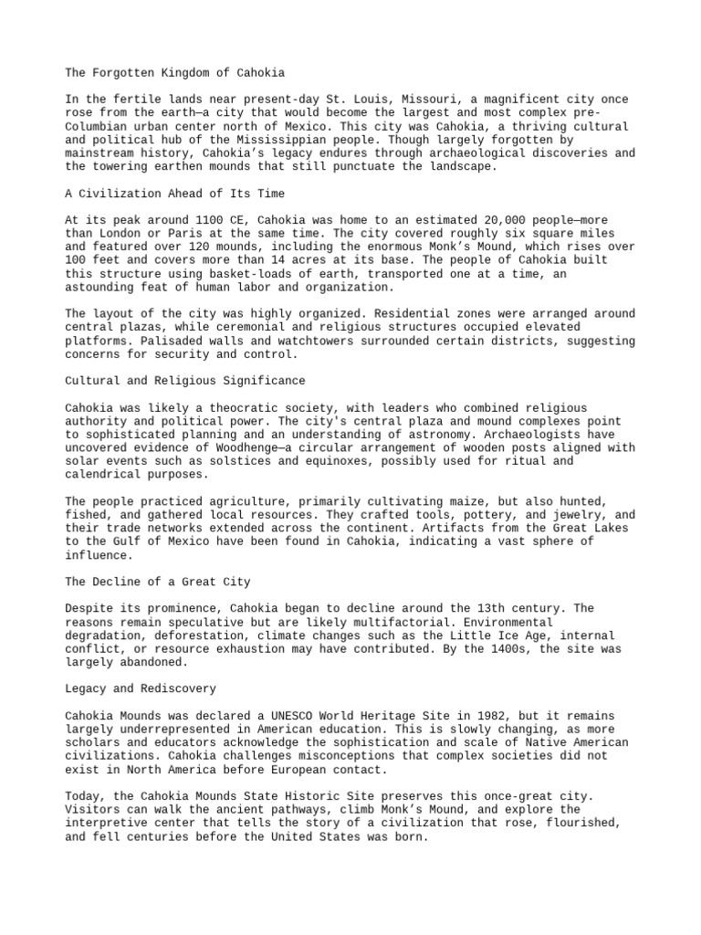 Cahokia History Extended | PDF