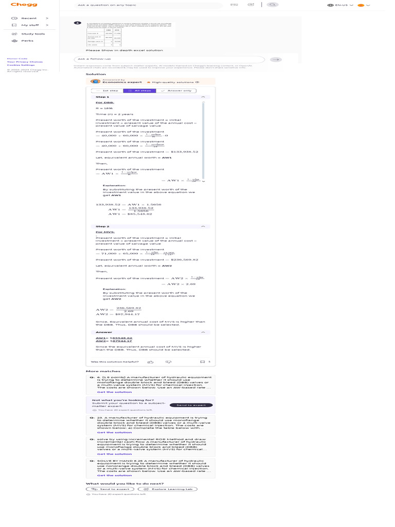 Please Show in Depth Excel Solution ... | PDF