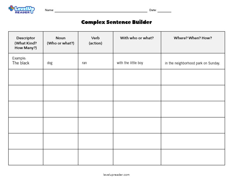 Complex Sentence Builder | PDF