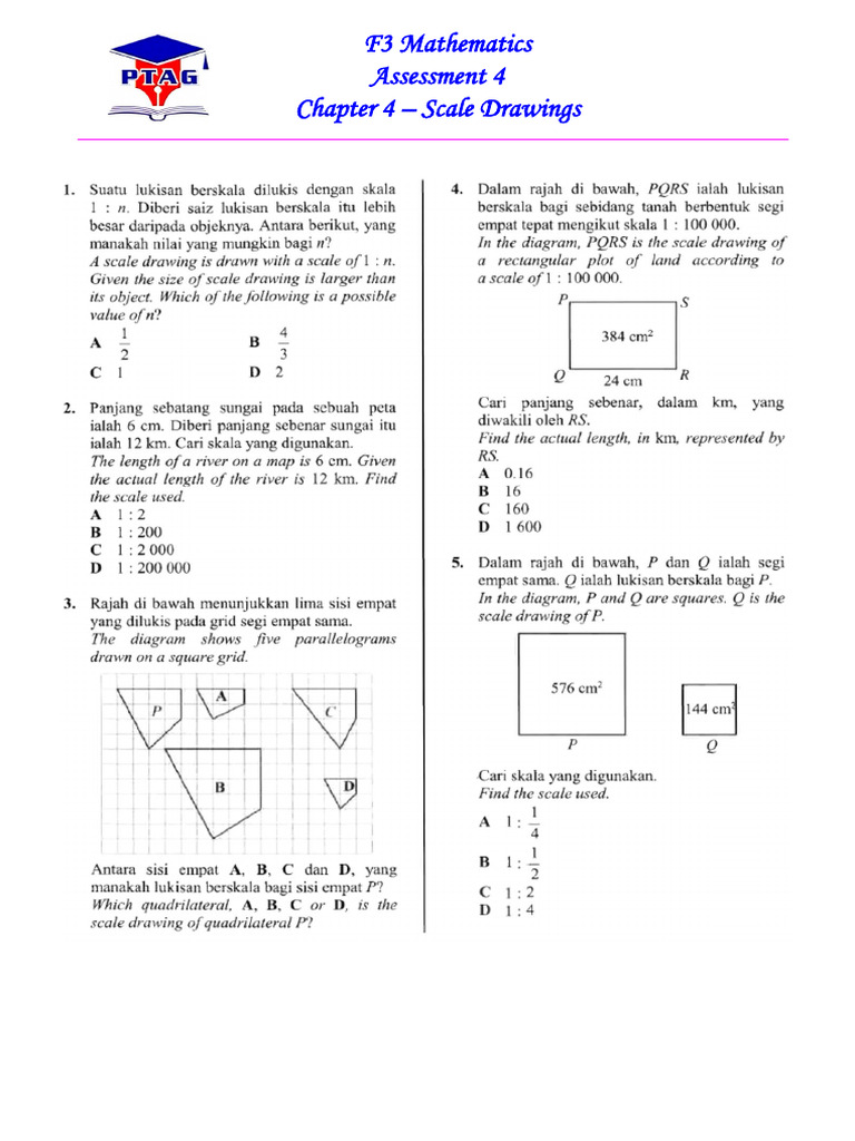 F3 MATHS CHAP 4 - Assessment Test | PDF