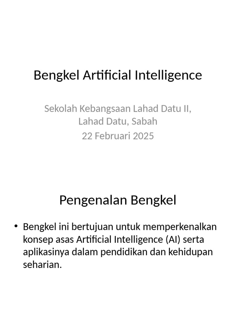 Bengkel AI Presentation | PDF