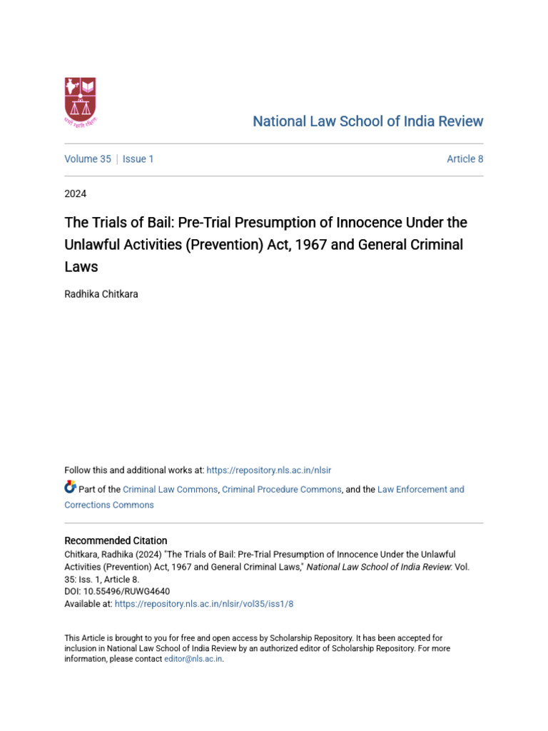 The Trials of Bail - Pre-Trial Presumption of Innocence Under The | PDF ...