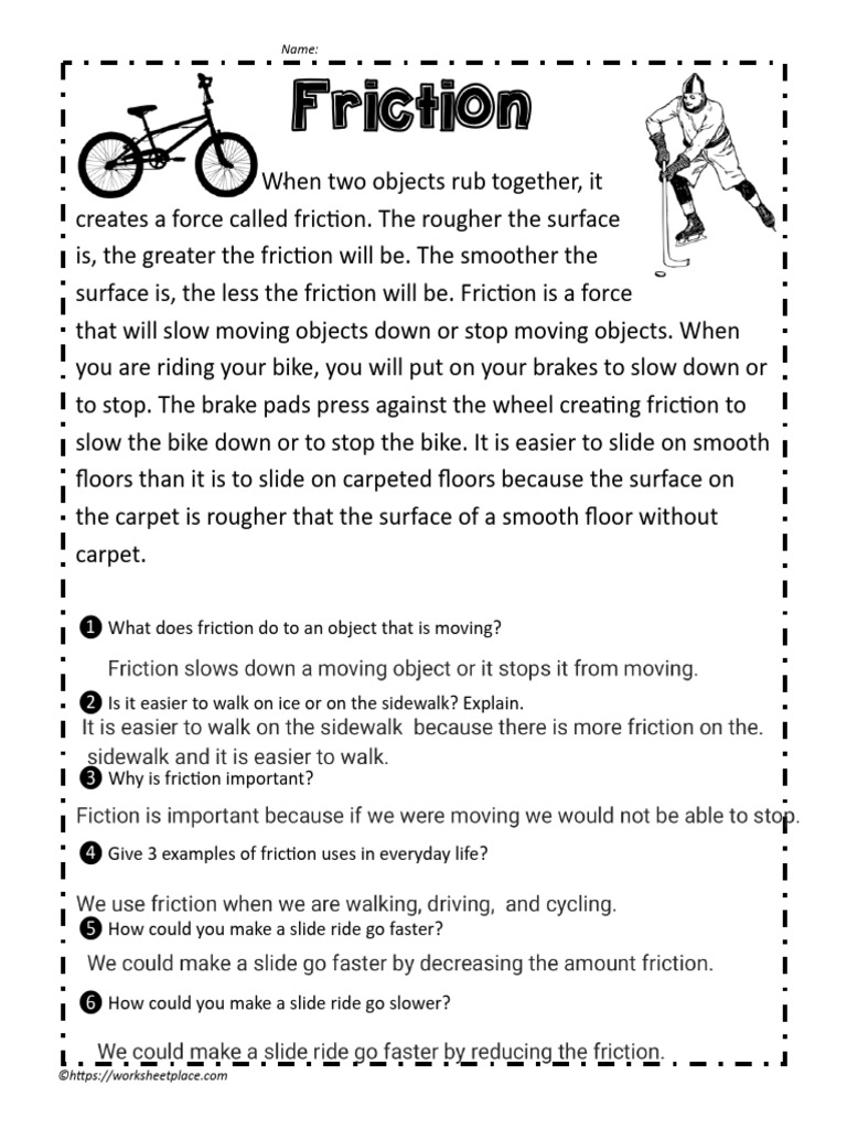 Friction Worksheet - 231114 - 213912 | PDF