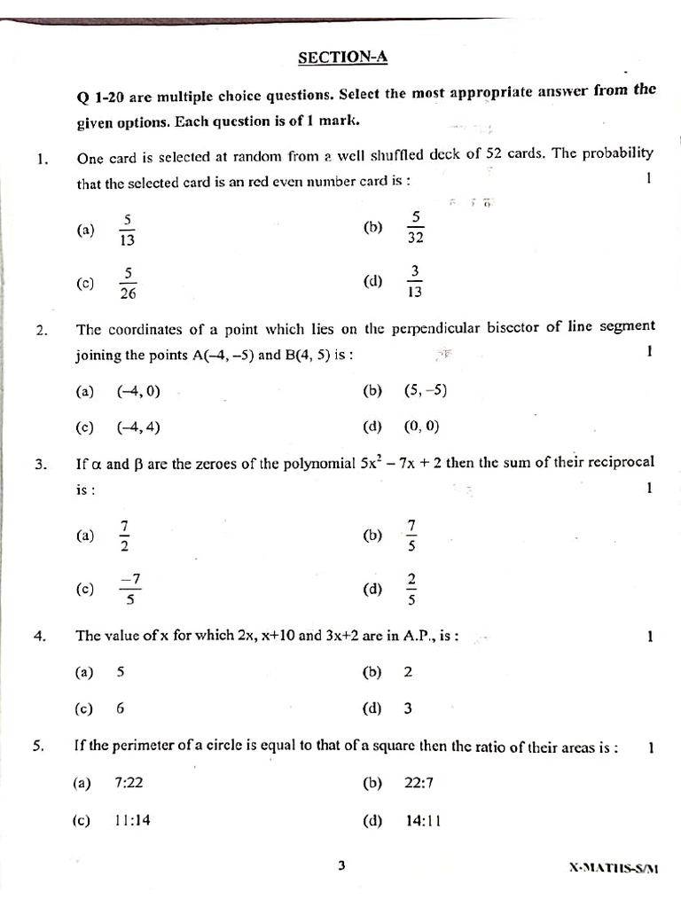 Class X Maths (Standard) by Doe 2024-25 | PDF