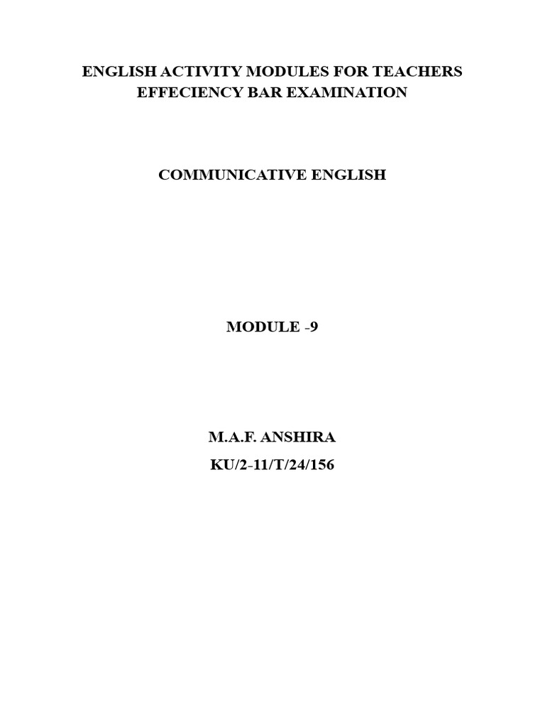 English Activity Modules For Teachers Effeciency Bar Examination | PDF