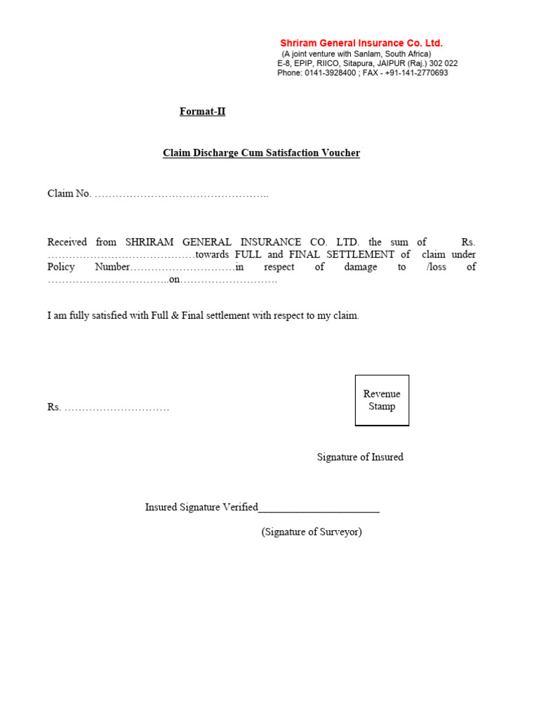 Claim Discharge Voucher | PDF
