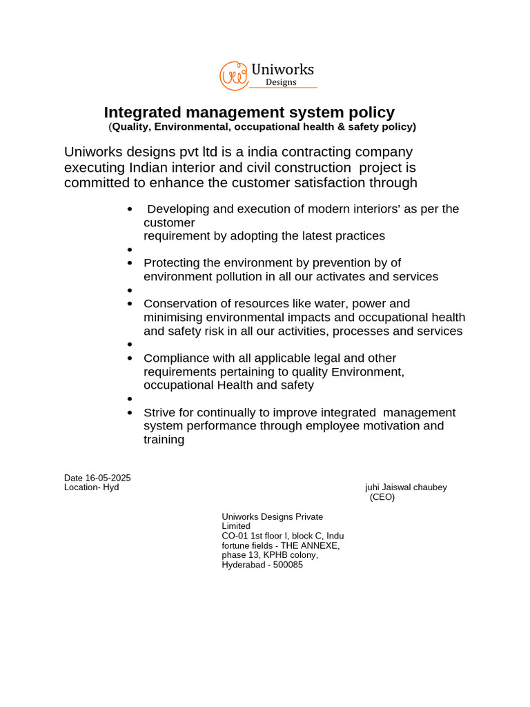 Integrated management system policy SIGN | PDF