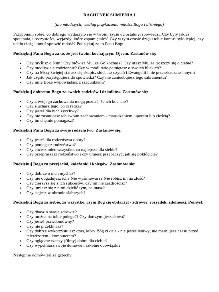 Rachunek Sumienia I | PDF