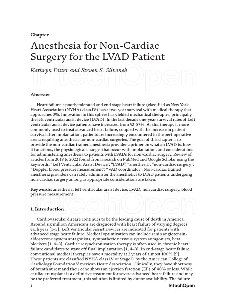 Anesthesia for LVAD Patients' Surgery | PDF | Anesthesia | Blood Pressure
