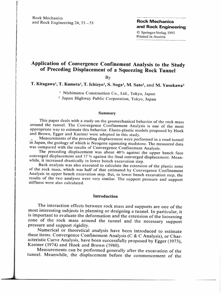 1991 - Kitagawa-Application of Convergence-Confinement Analysis To Squeezing... | PDF