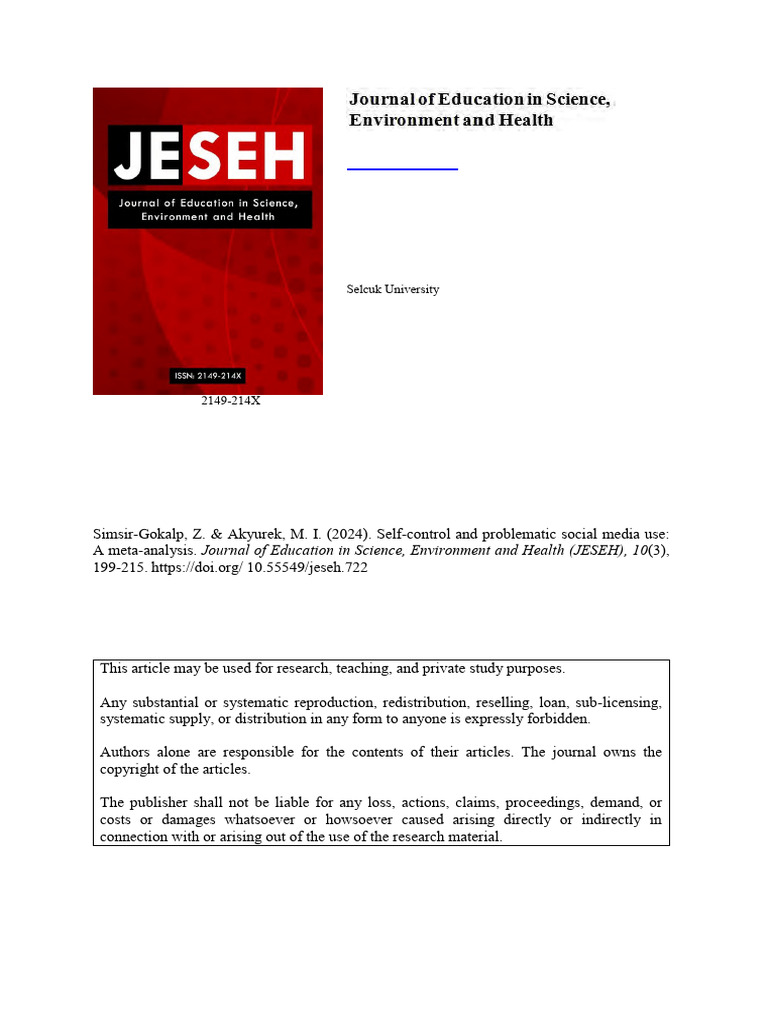 Self-Control and Social Media Addiction | PDF | Effect Size | Meta Analysis