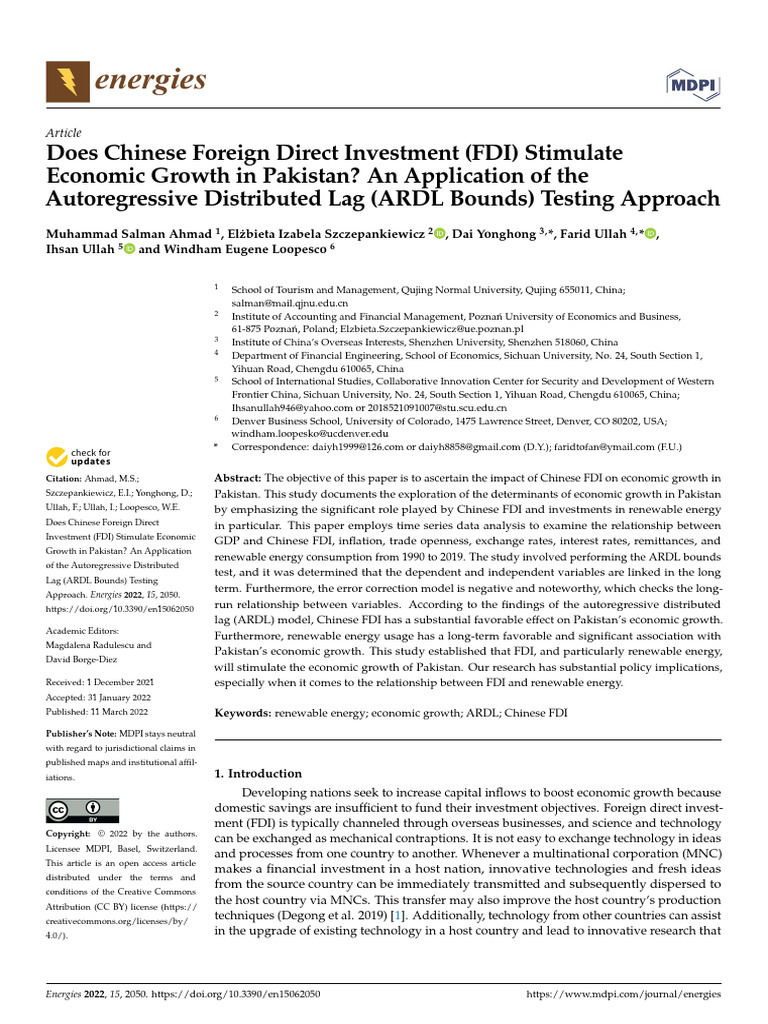 Chinese FDI's Impact on Pakistan's Growth | PDF | Economic Growth ...