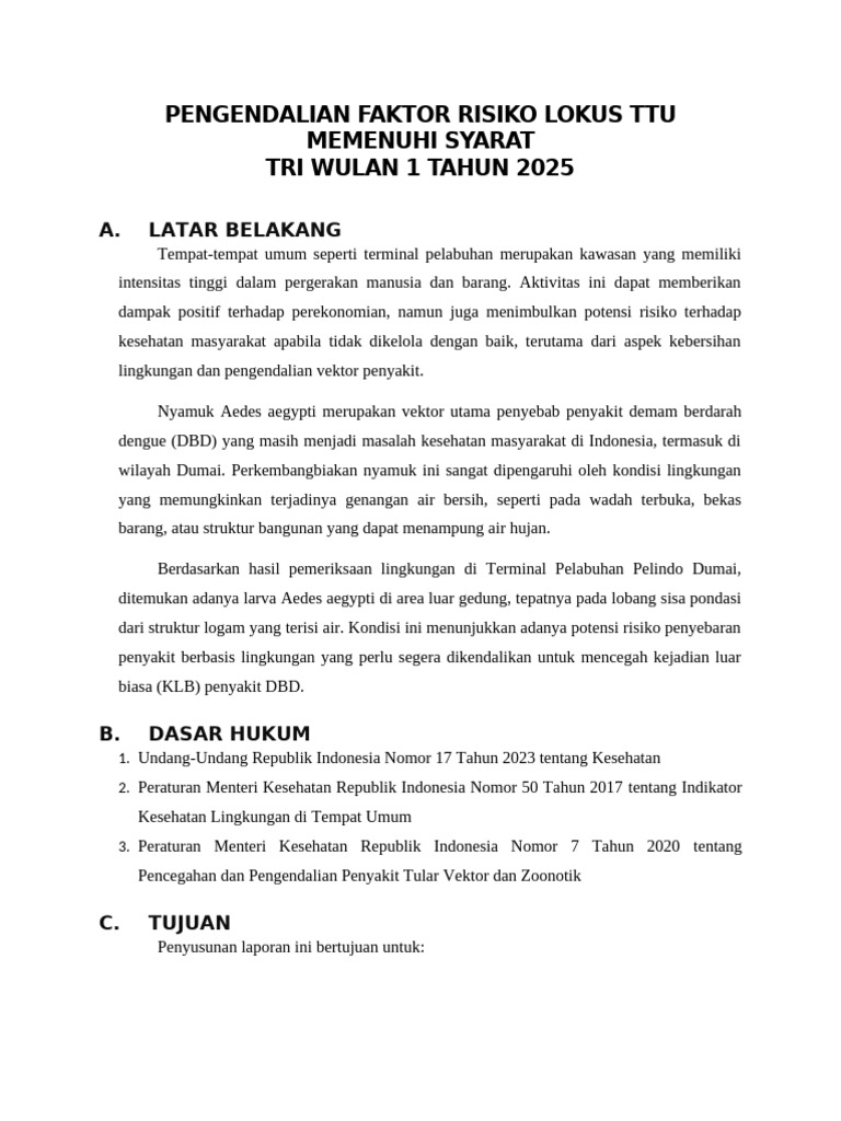 Laporan Faktor Risiko Yang Dikendalikan Pada Pemeriksaan Lingkungan TTU | PDF