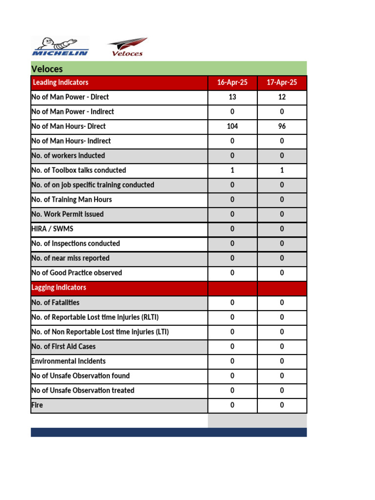 Michelin - EHS Daily Tracker | PDF | Safety | Occupational Safety And ...