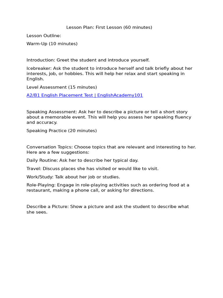 Lesson Plan 01 | PDF