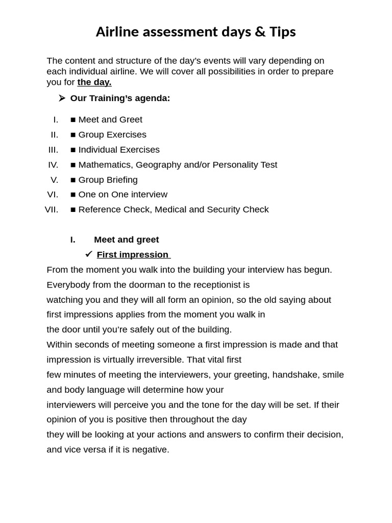 Airline Assessment Day Tips & Guide | PDF